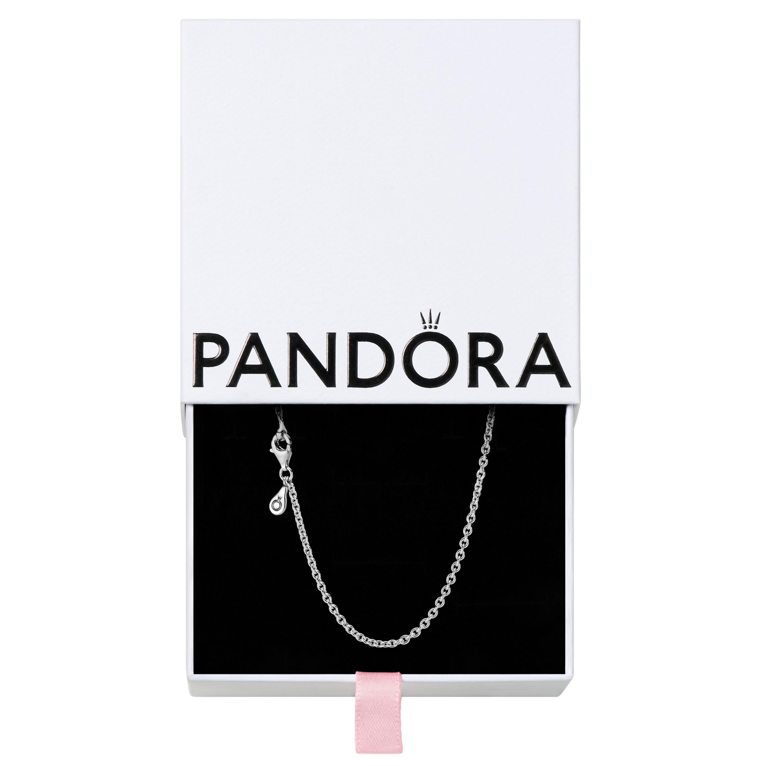 Pandora Brandclub PANDORA Curb Chain Necklace Compatible with PANDORA Moments Charms Gift for Her Sterling Silver Jewelry for Women With Gift Box 23.6