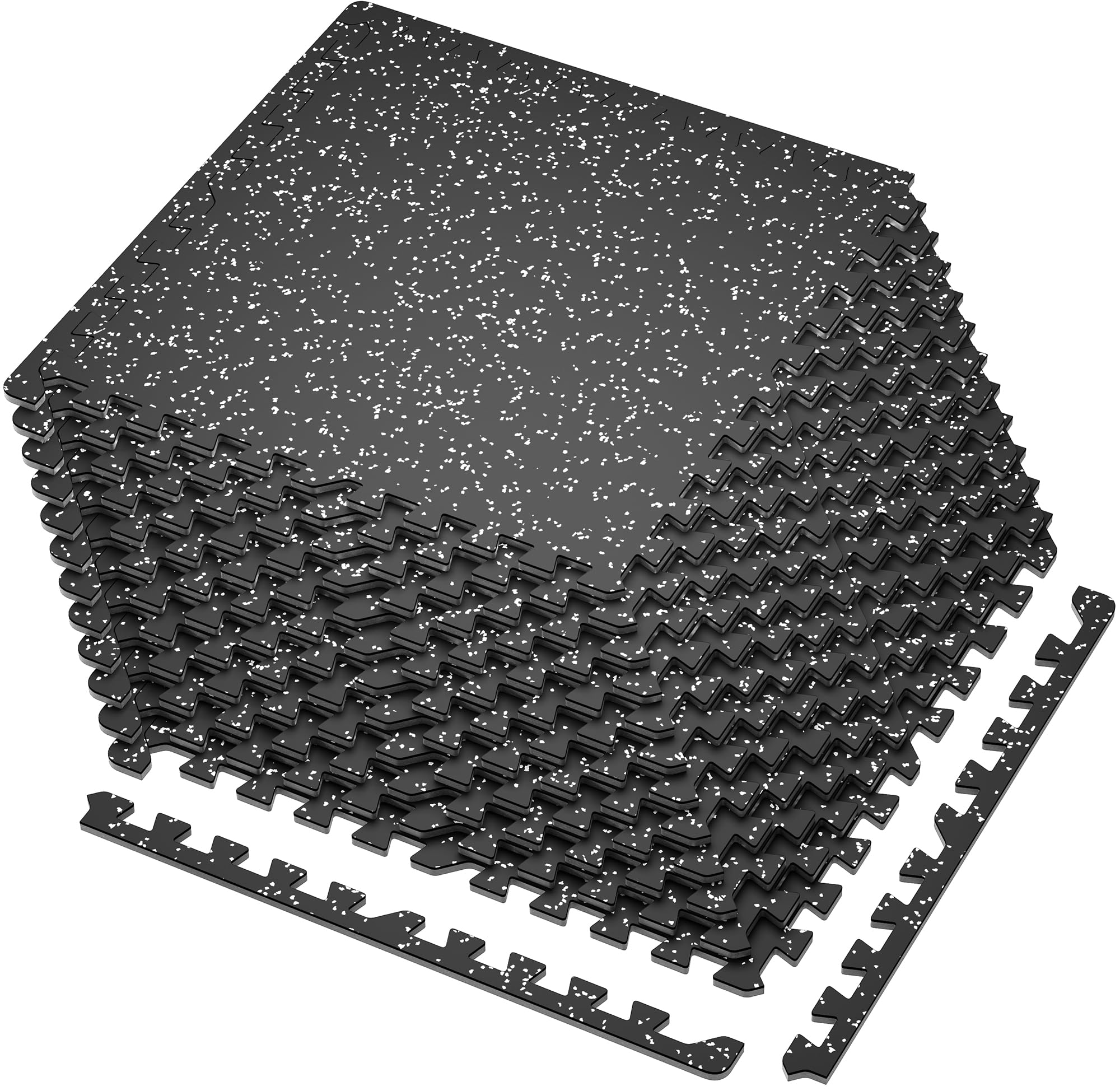 Superjare Brandclub SUPERJARE 0.56 Thick 6 Pcs 24 Sq Ft Rubber Top Exercise Equipment Mats High Density EVA Foam Mats with Rubber Top Interlocking Gym Flooring for Home Gym Protective