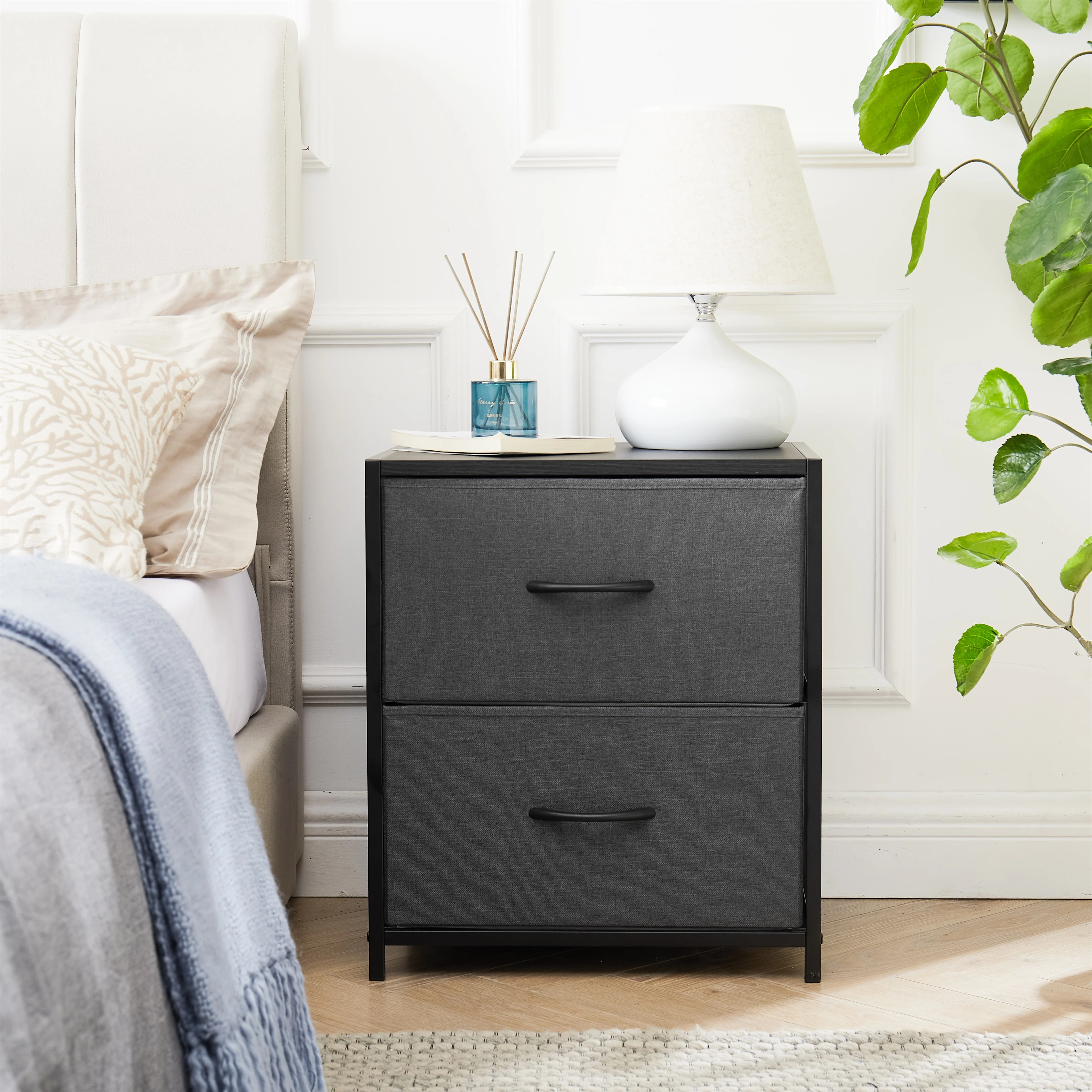Mainstay Brandclub Mainstays 2 Drawer Fabric Storage Nightstand Grey