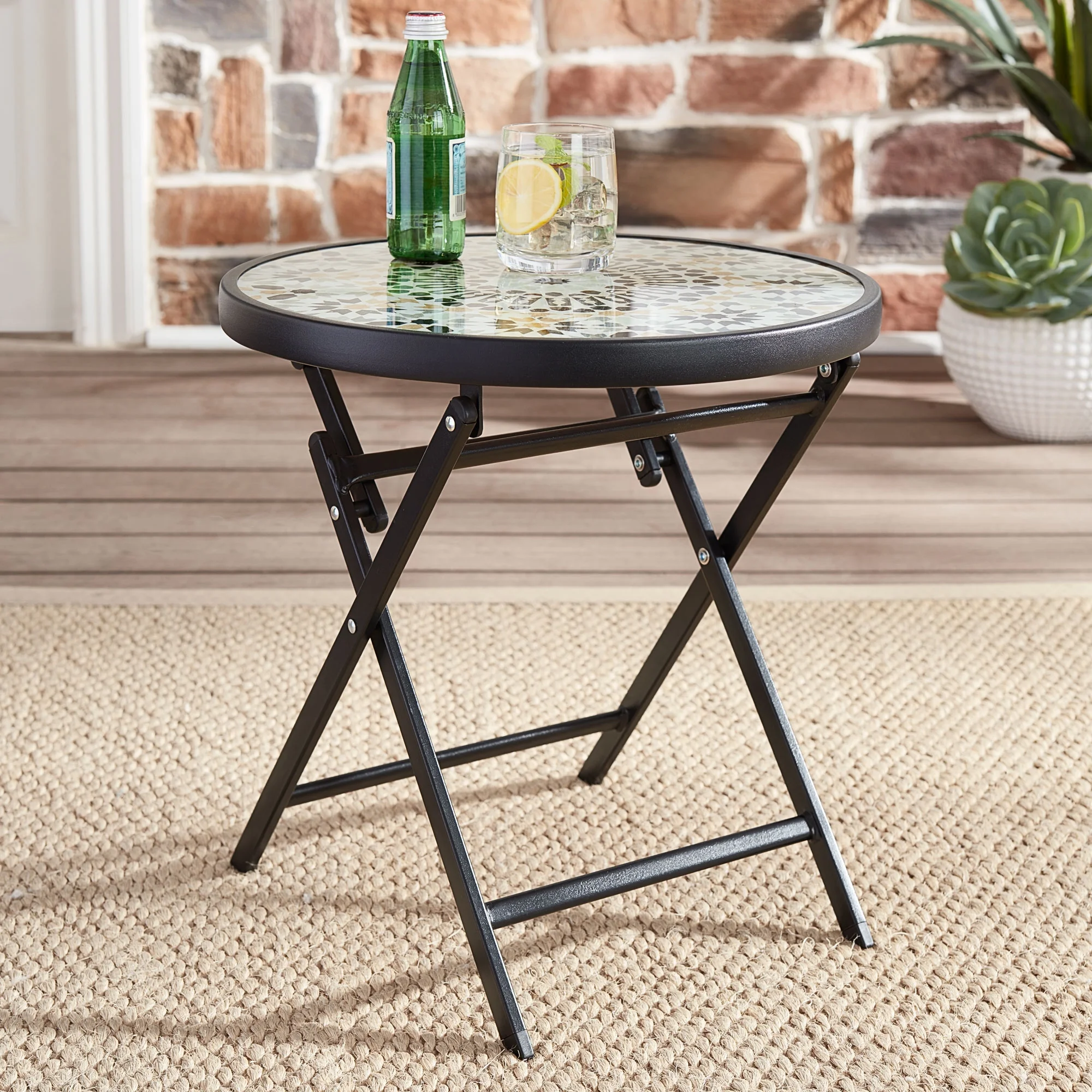 Mainstay Brandclub Mainstays 18 Greyson Square Green Palm Steel Round Folding Table