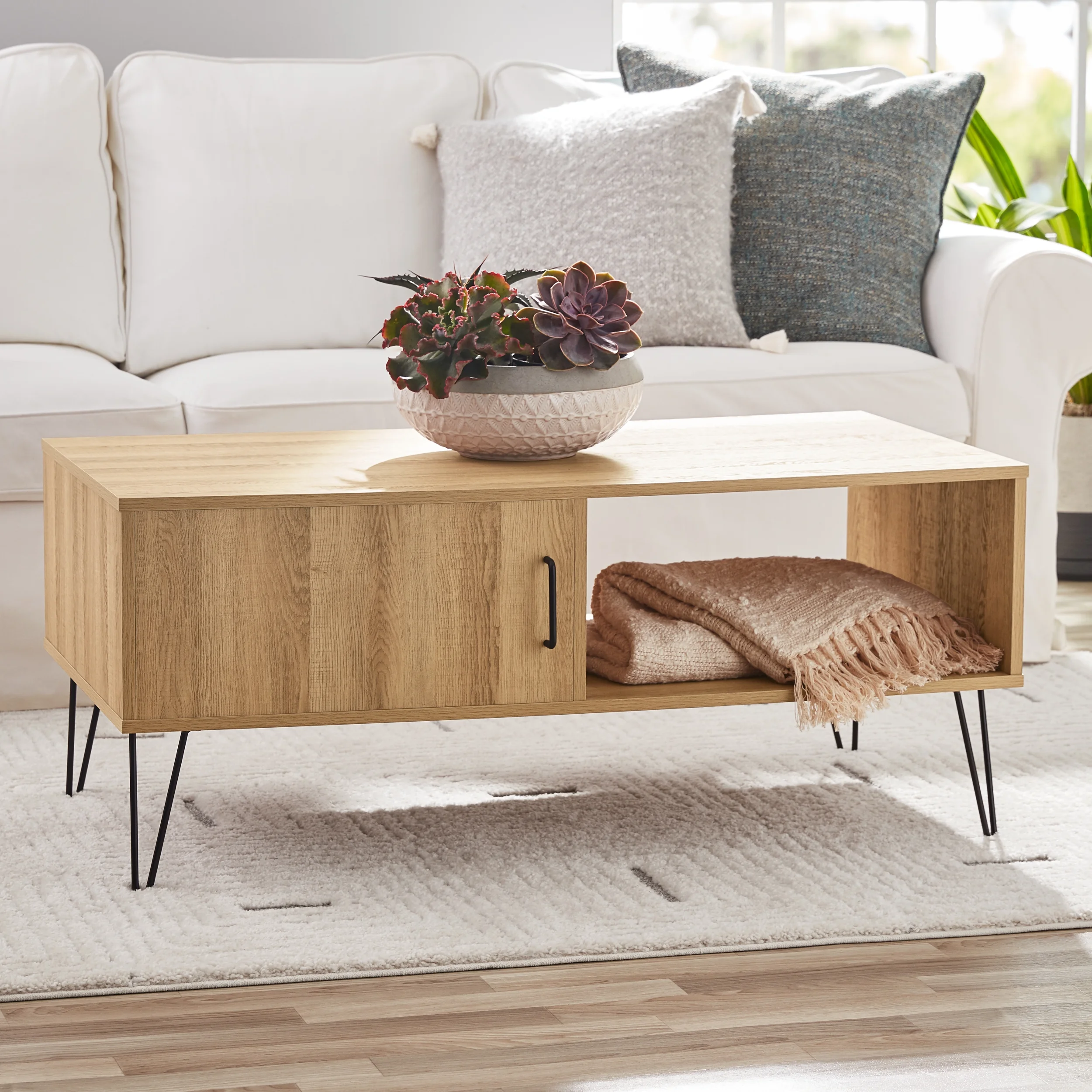 Mainstays logan coffee table rustic oak store