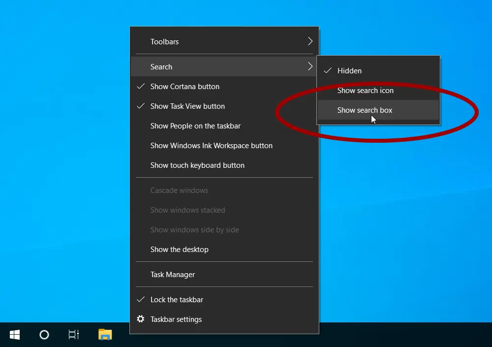 How To Add Search Bar To Taskbar In Windows 10