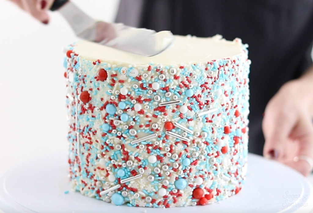 How To Cover A Cake In Sprinkles - Sugar & Sparrow