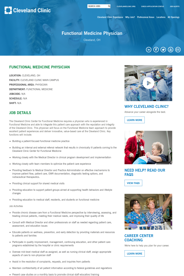 Cleveland Clinic Functional Medicine Jobs MedicineWalls