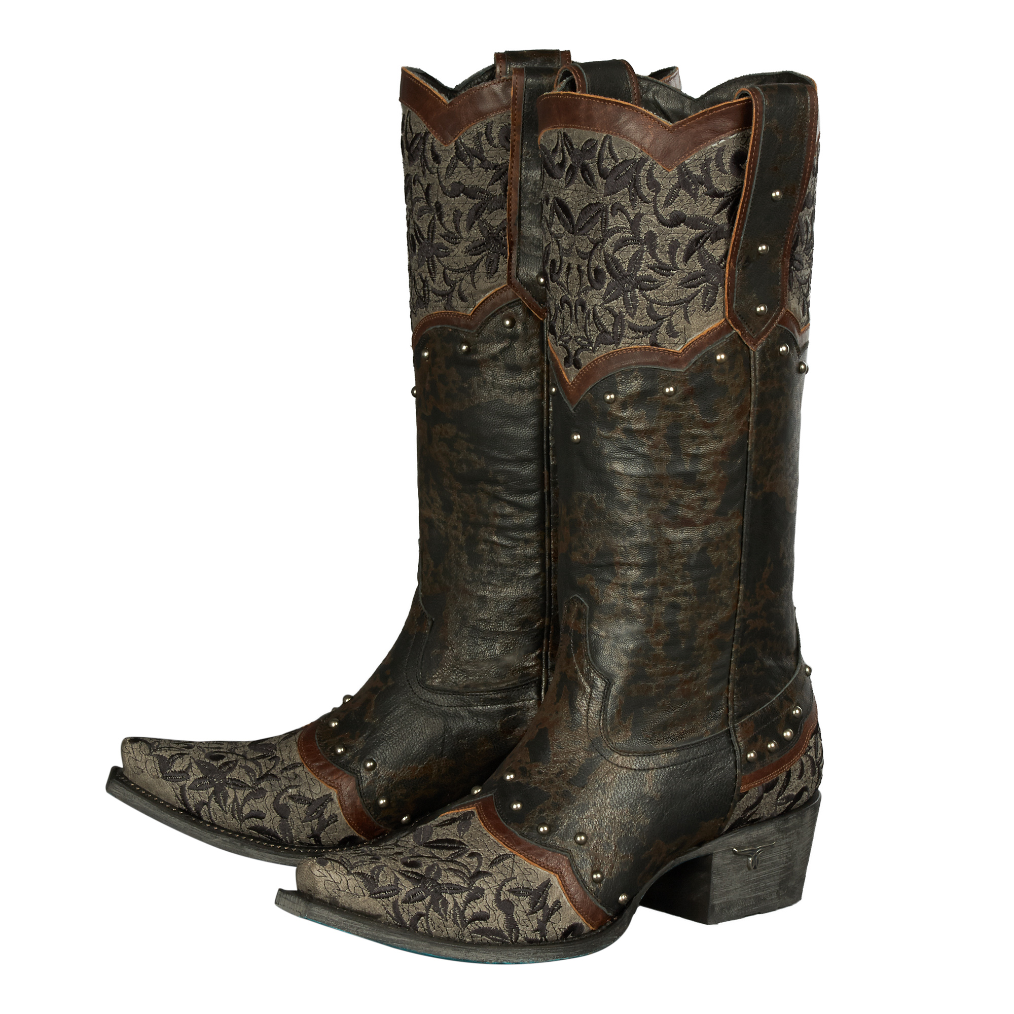 Lane Boots Womens Leather Kimmie Black Embroidered Studded Cowgirl | eBay