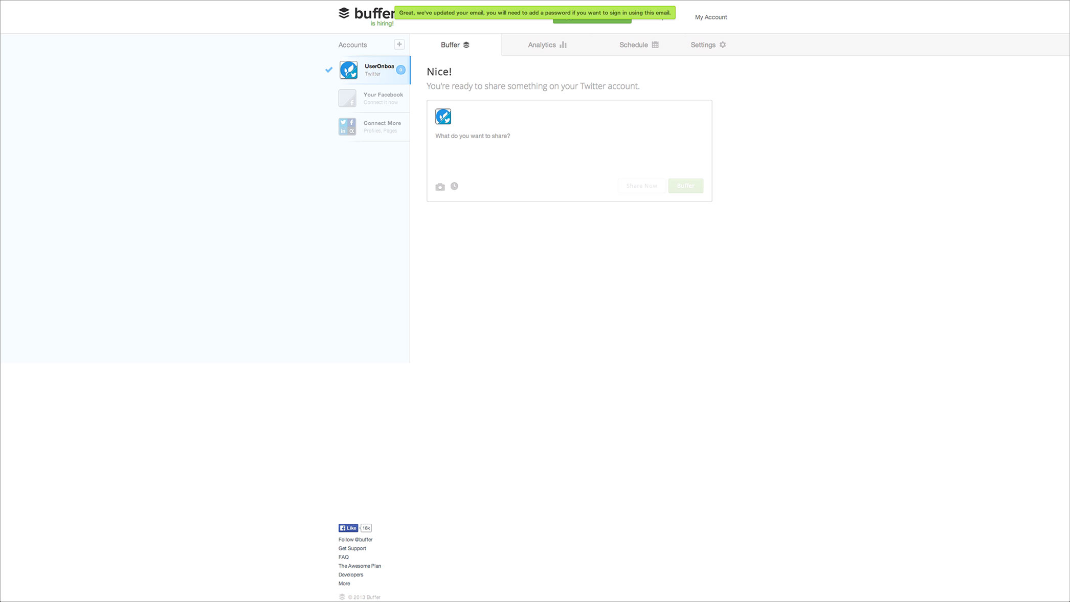 Buffer's Refreshingly Brief Onboarding Experience | User Onboarding