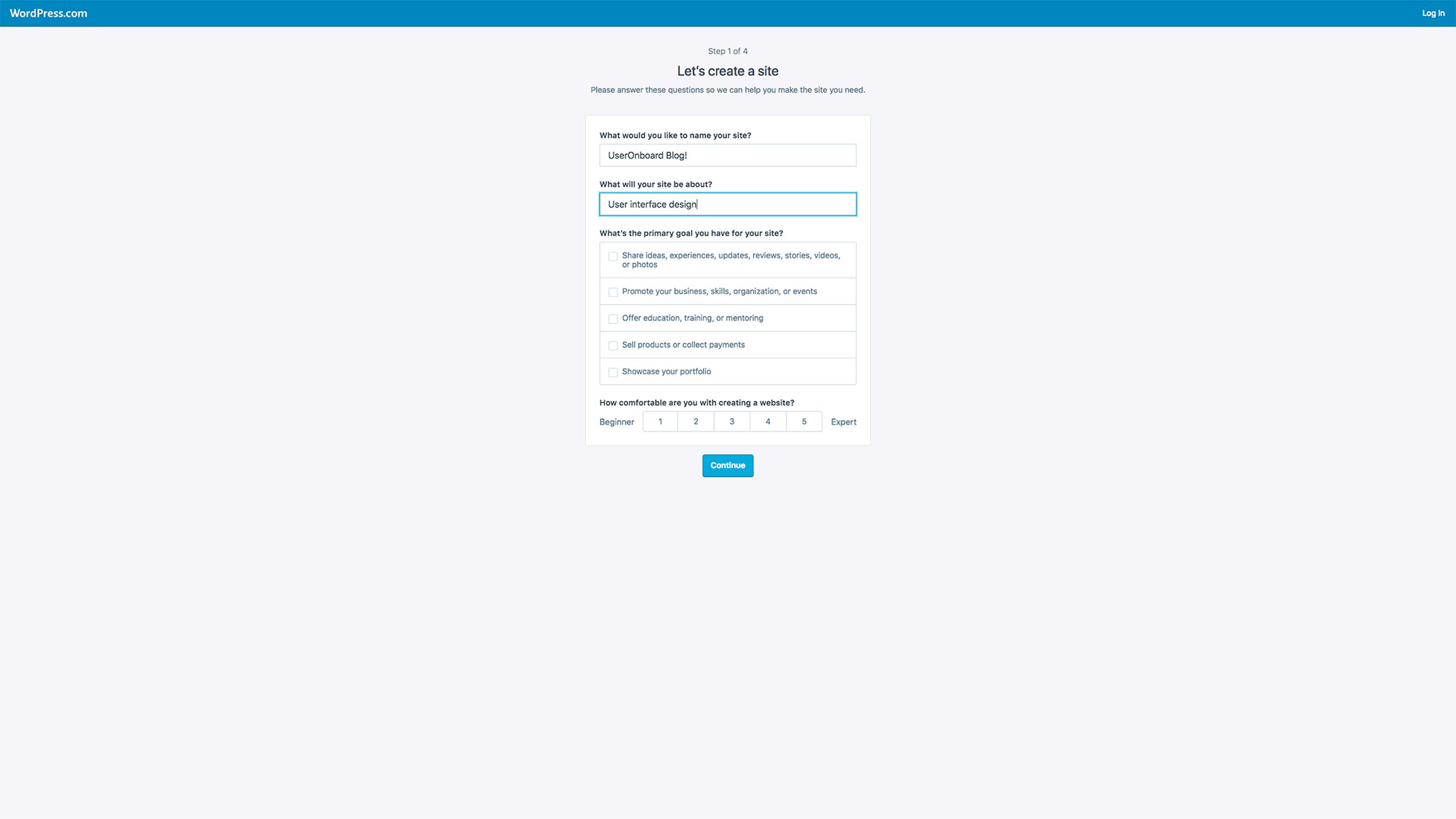 How Wordpress Onboards New Users User Onboarding