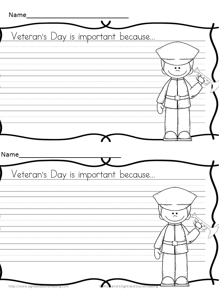 Verteran s Day Writing Prompts For Kindergarten 2nd Grade