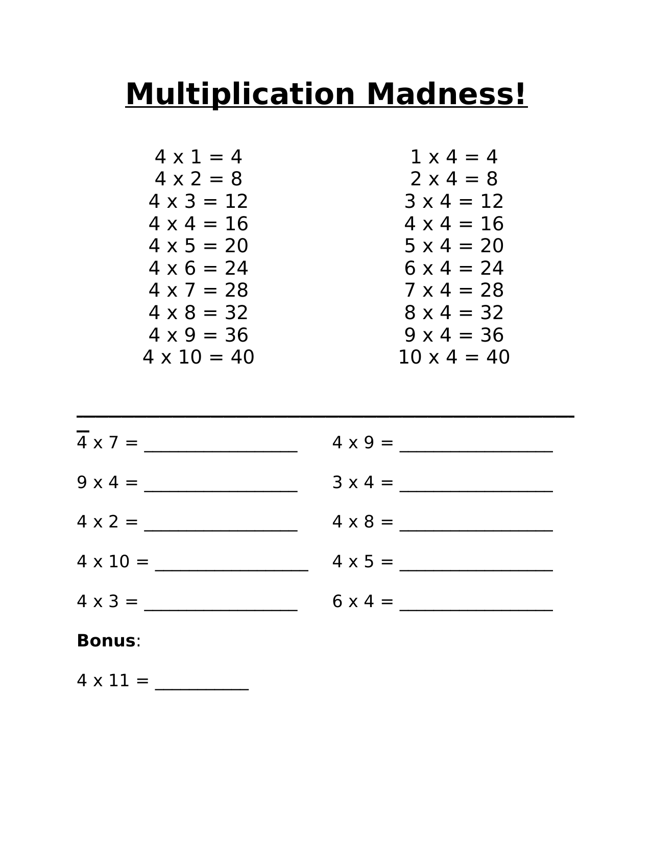 Multiplication Madness 4 by melissagough · Ninja Plans